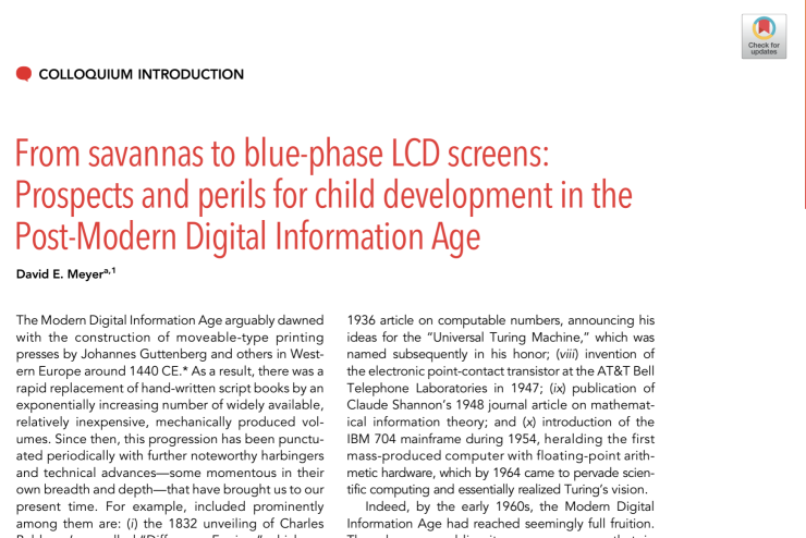 From savannas to blue-phase LCD screens - Children and Screens