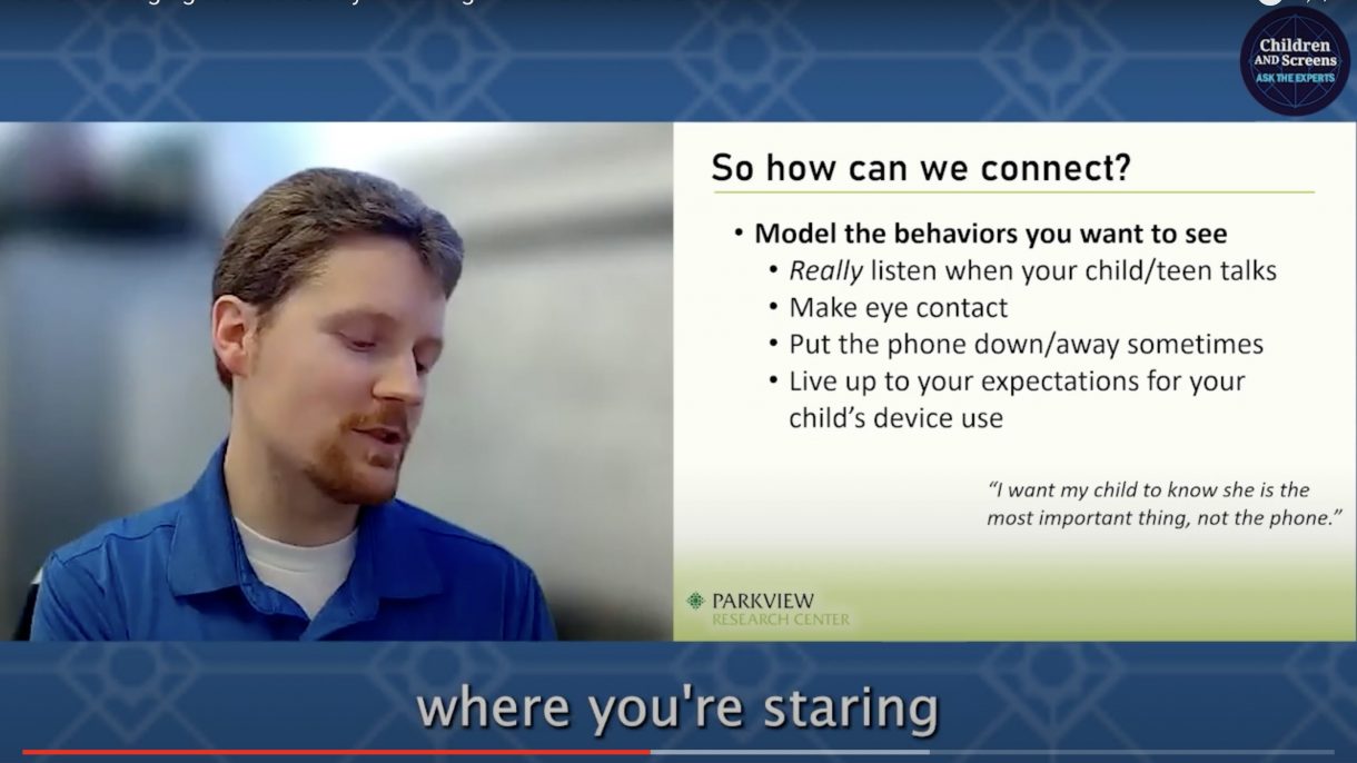 Modeling Behavior for Quality Personal Connection - Children and Screens