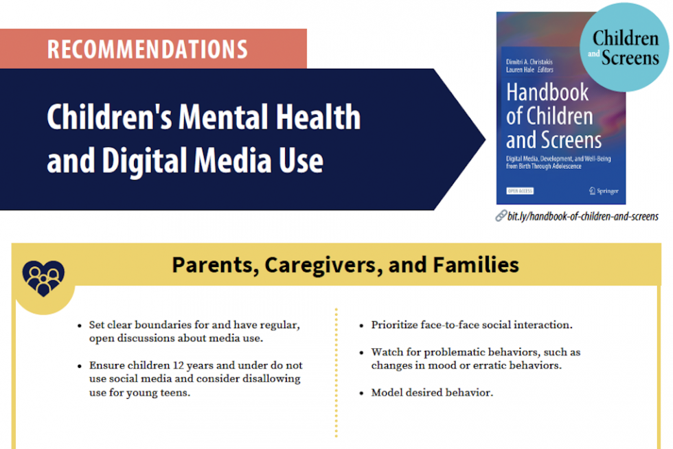 Digital Media and Mental Health: Summary and Recommendations - Children ...